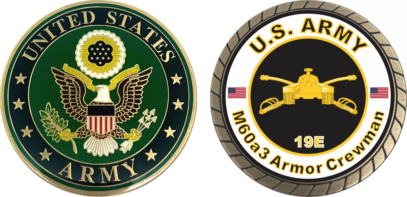 U.S. Army MOS 19E M60a3 Armor Crewman Challenge Coin