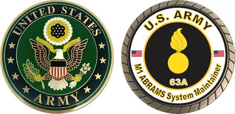 U.S. Army MOS 63A M1-ABRAMS System Maintainer Challenge Coin