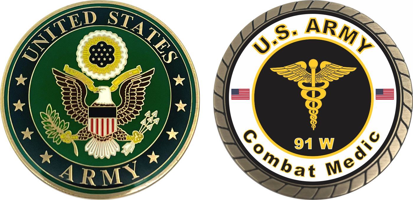 U.S. Army MOS 91W Combat Medic Challenge Coin