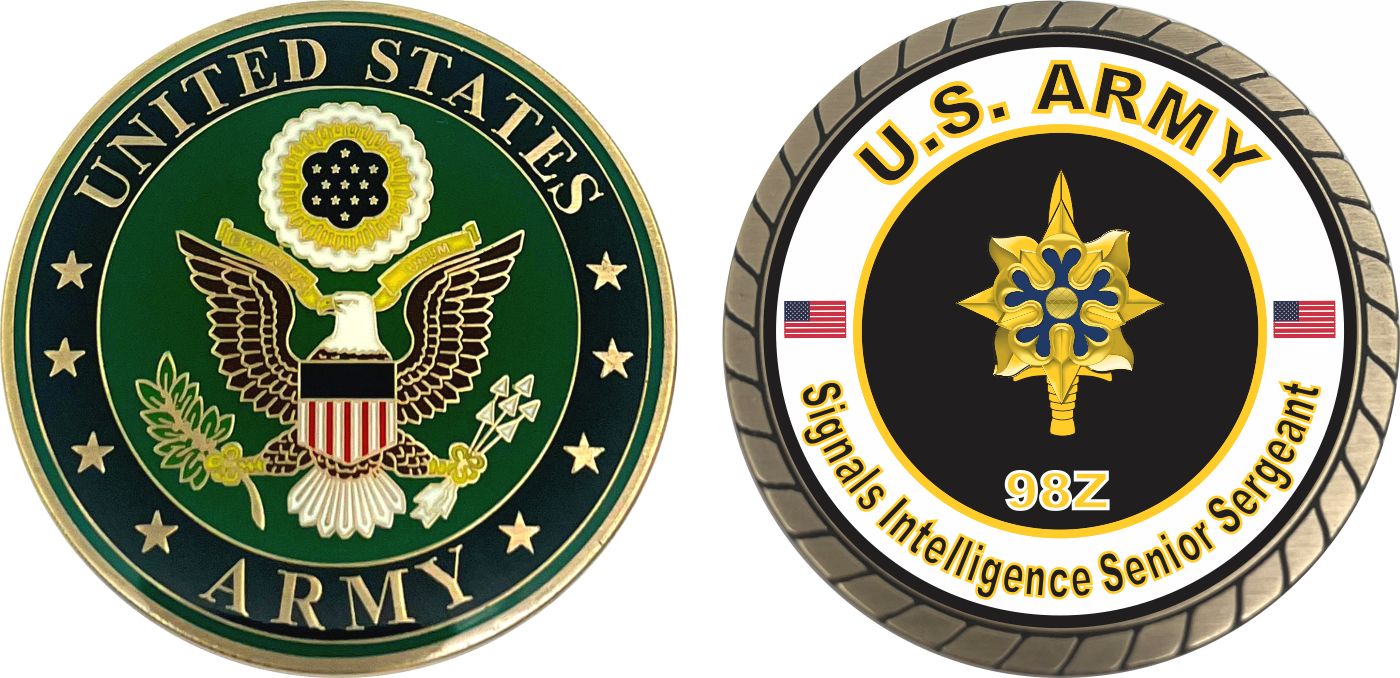 U.S. Army MOS 98Z Signals Intelligence Senior Sergeant Challenge Coin