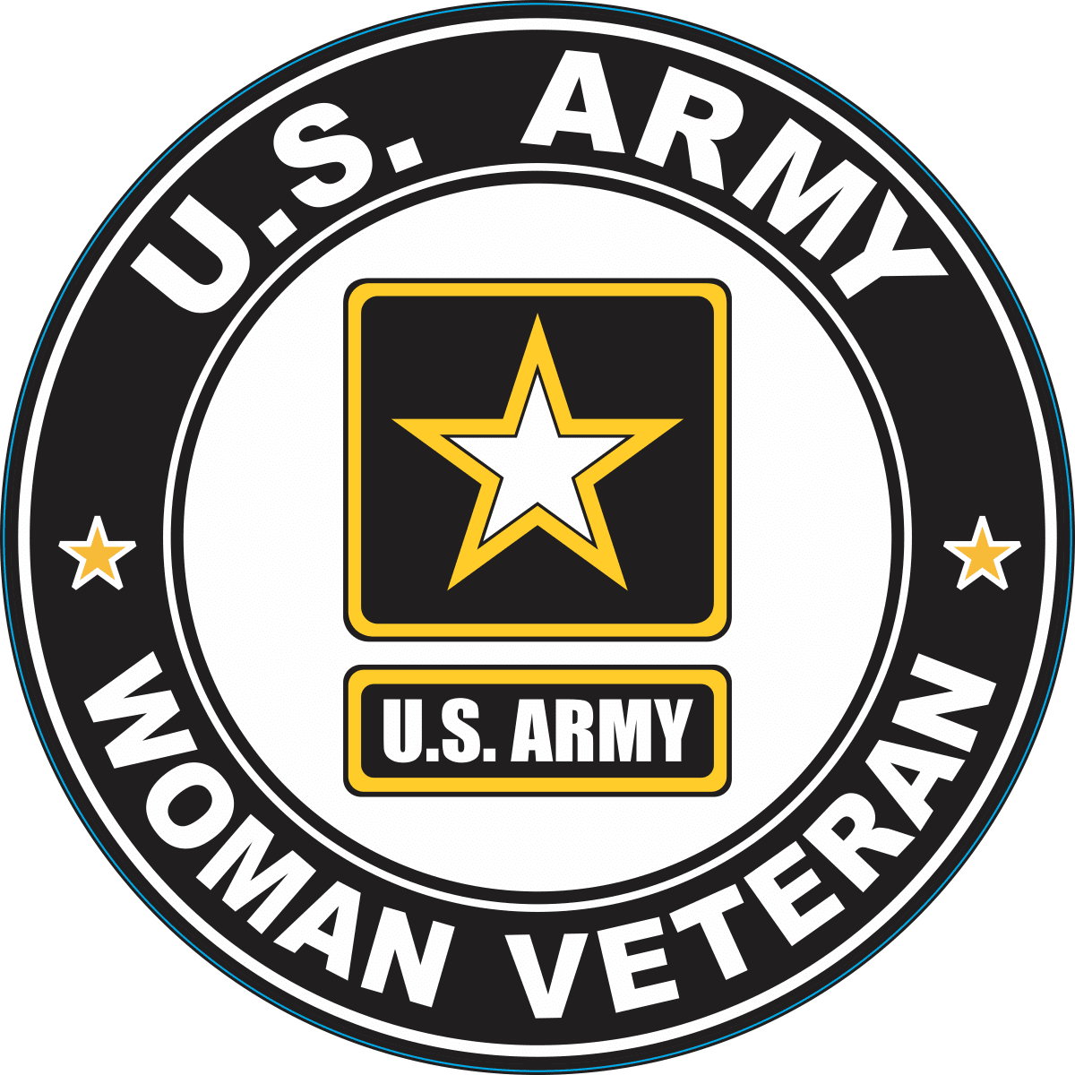 U.S. Army Star Logo Woman Veteran Round Decal Sticker