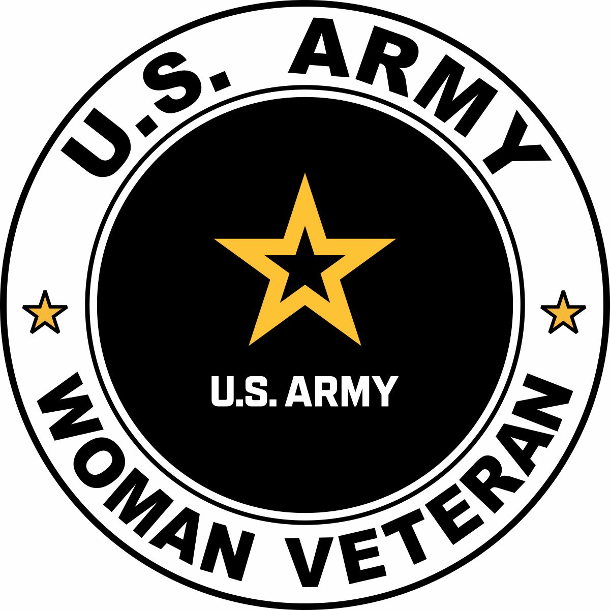 U.S. Army Star Logo Woman Veteran Round Decal Sticker