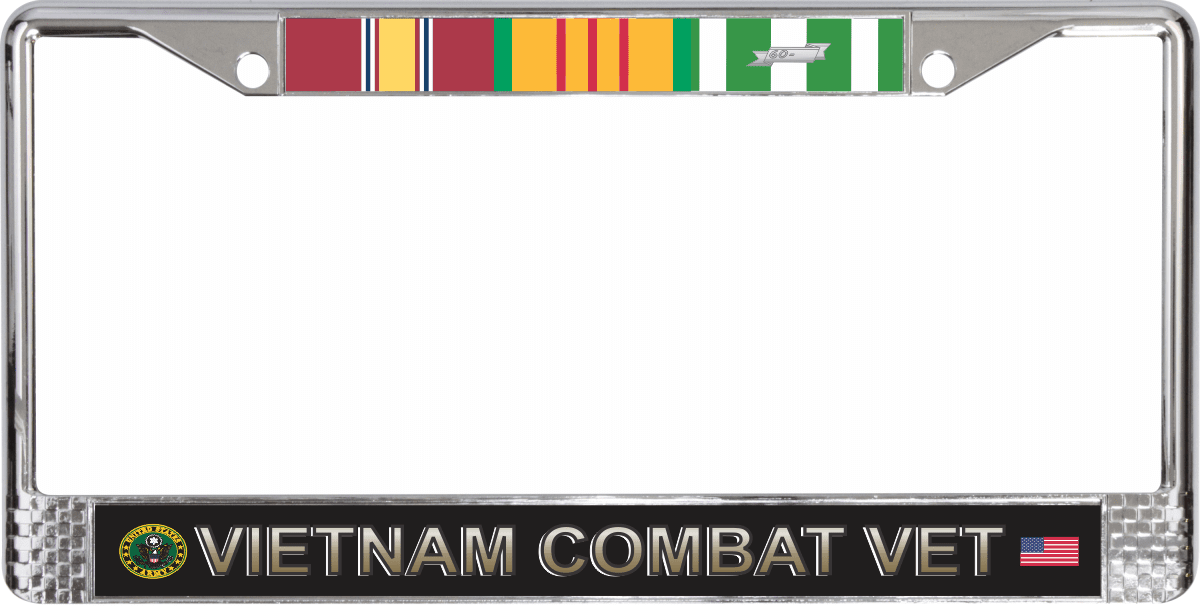 U.S. Army Vietnam Combat Veteran 3-Ribbon Stack License Plate Frame