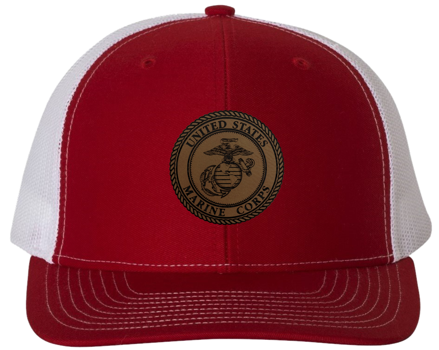 U.S. Marine Corps Emblem Leather Patch Cap (Made in the USA)