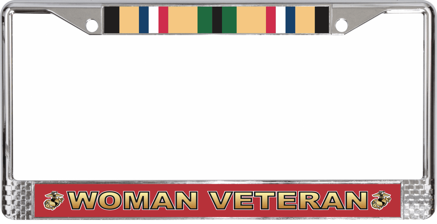 U.S. Marine Corps Gulf War Ribbon Woman Veteran License Plate Frame