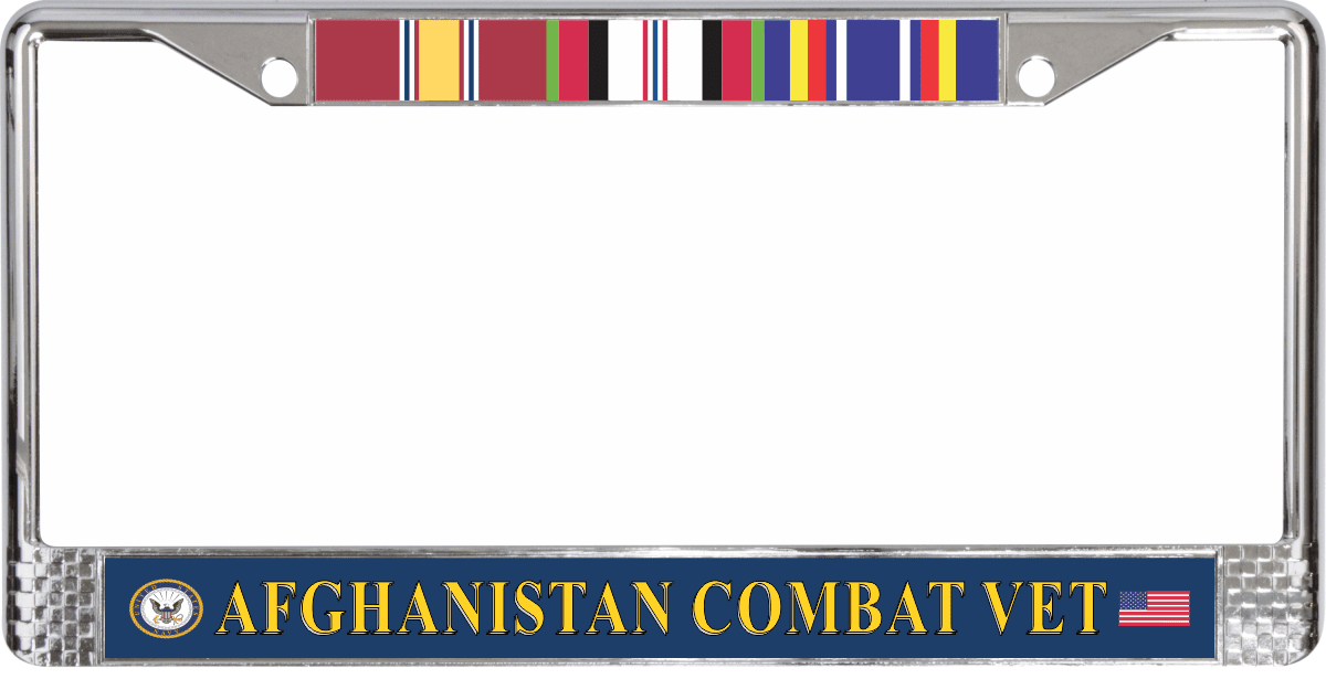 U.S. Navy Afghanistan Combat Veteran 3-Ribbon Stack License Plate Frame