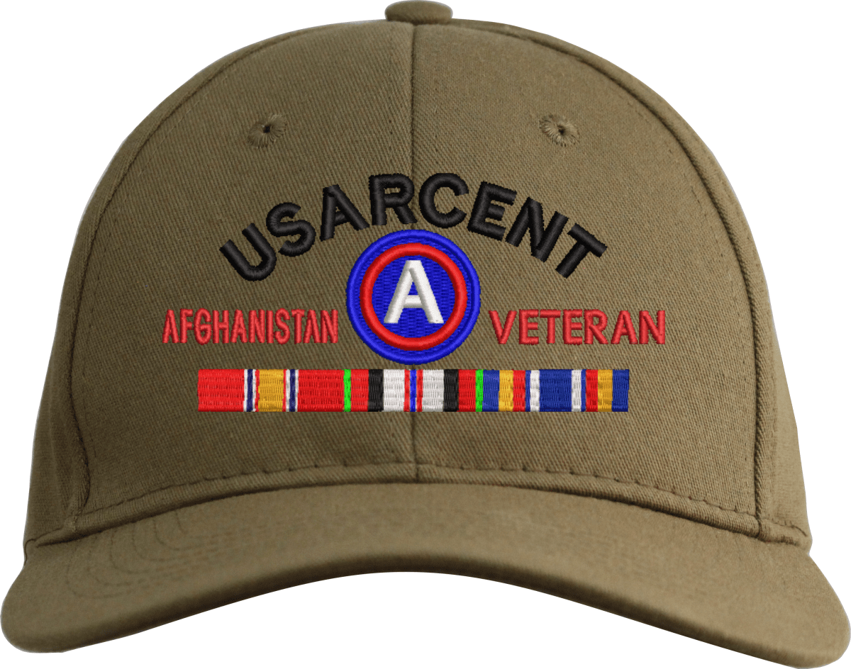 United States Army Central Afghanistan Veteran Embroidered Cap with Ribbons