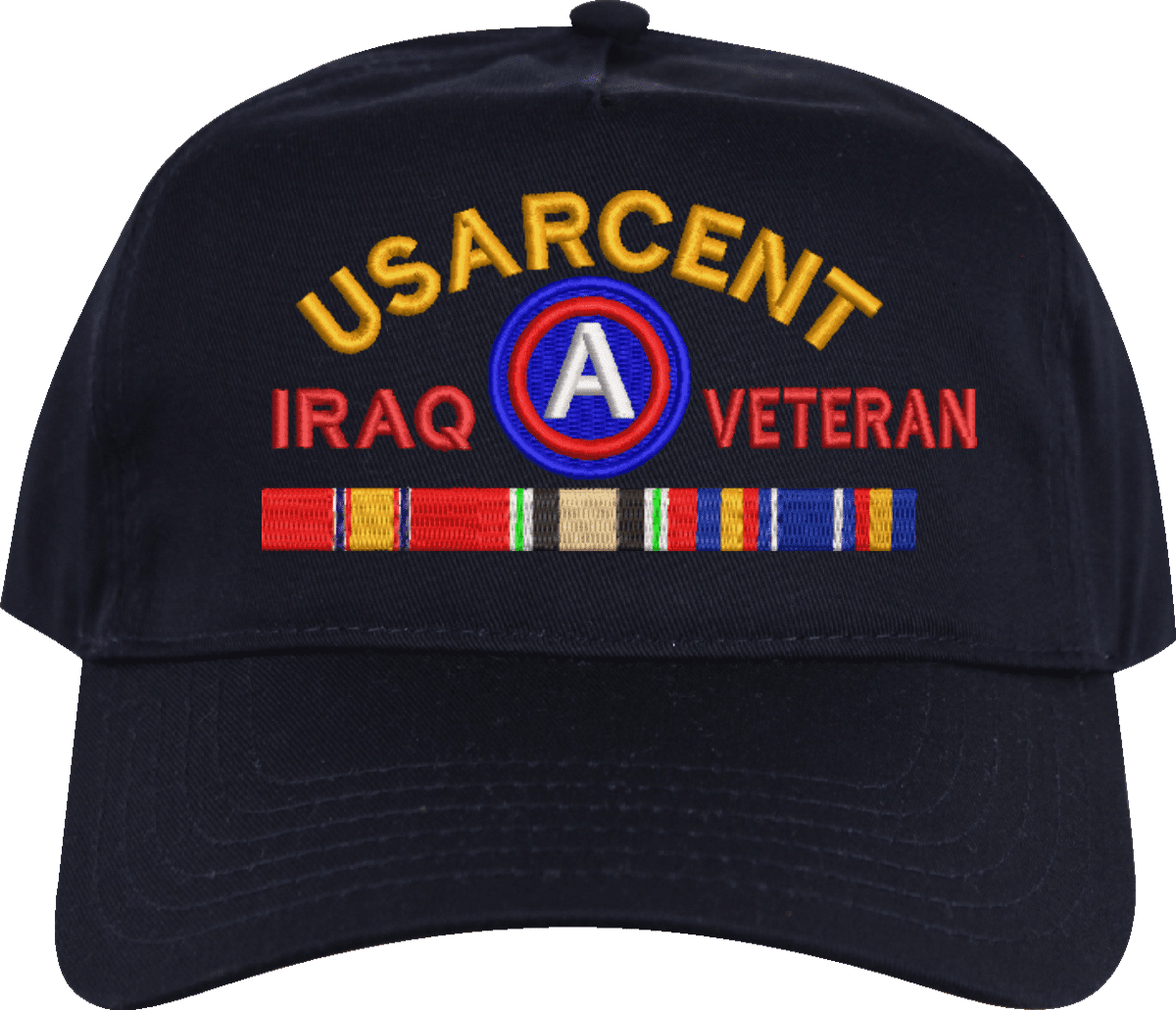 United States Army Central Iraq Veteran Embroidered Cap with Ribbons