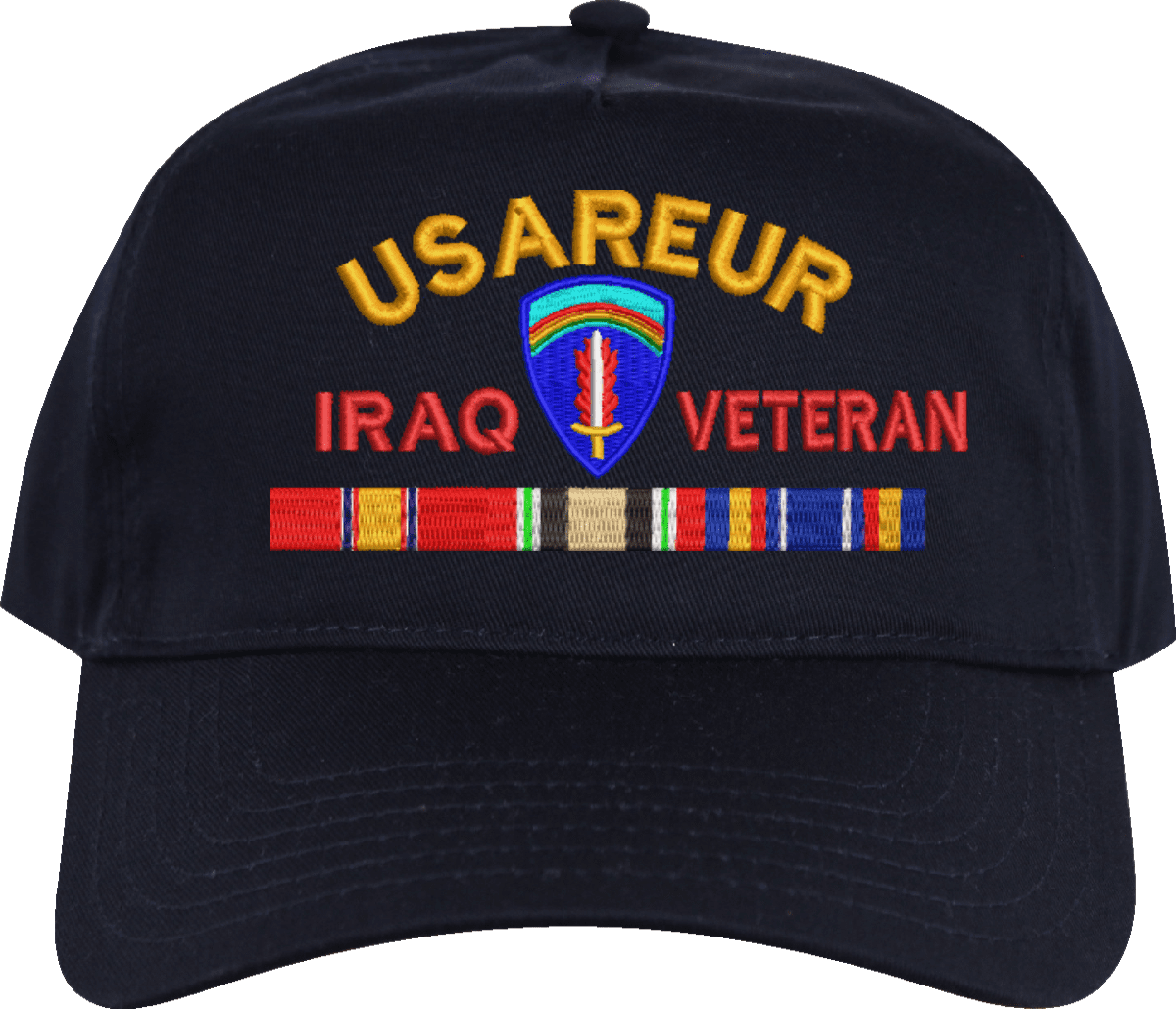 United States Army Europe Iraq Veteran Embroidered Cap with Ribbons