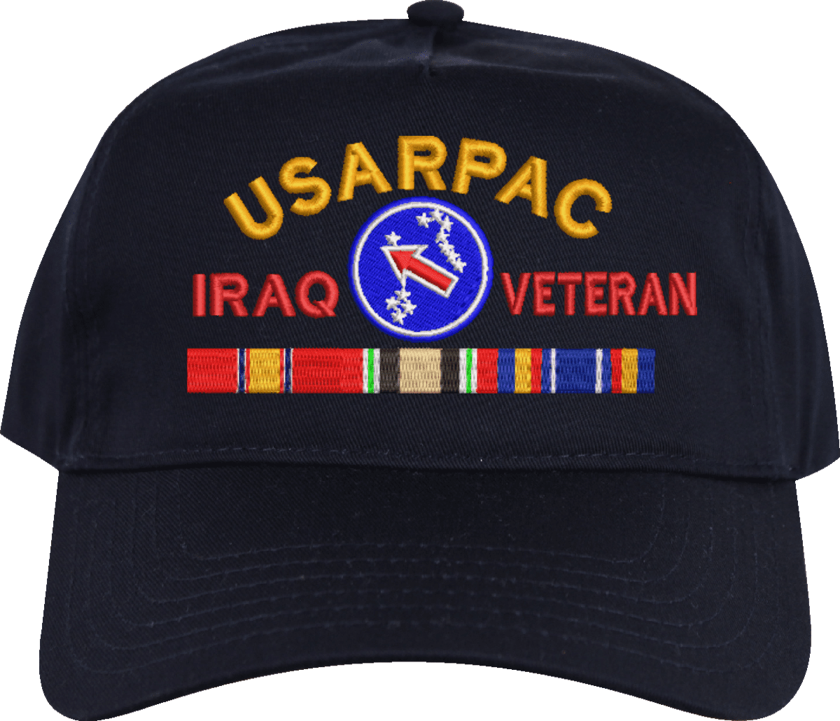 United States Army Pacific Iraq Veteran Embroidered Cap with Ribbons