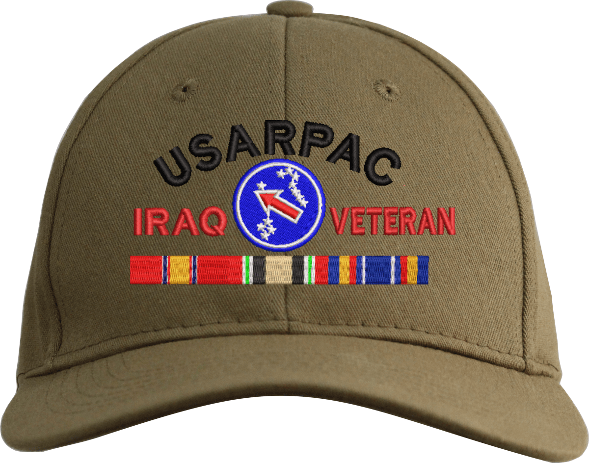 United States Army Pacific Iraq Veteran Embroidered Cap with Ribbons