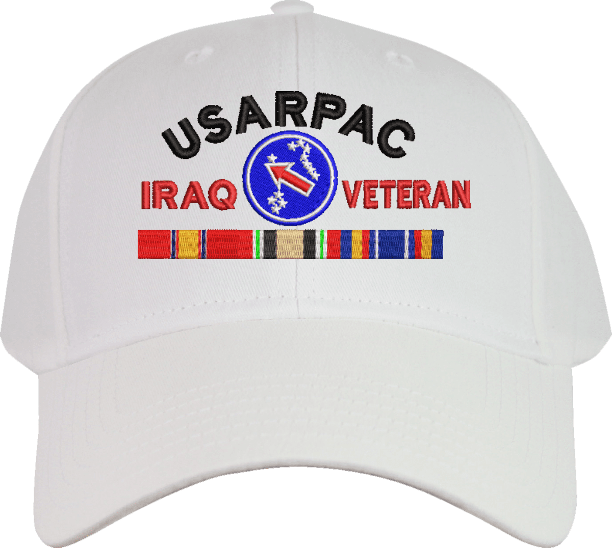 United States Army Pacific Iraq Veteran Embroidered Cap with Ribbons
