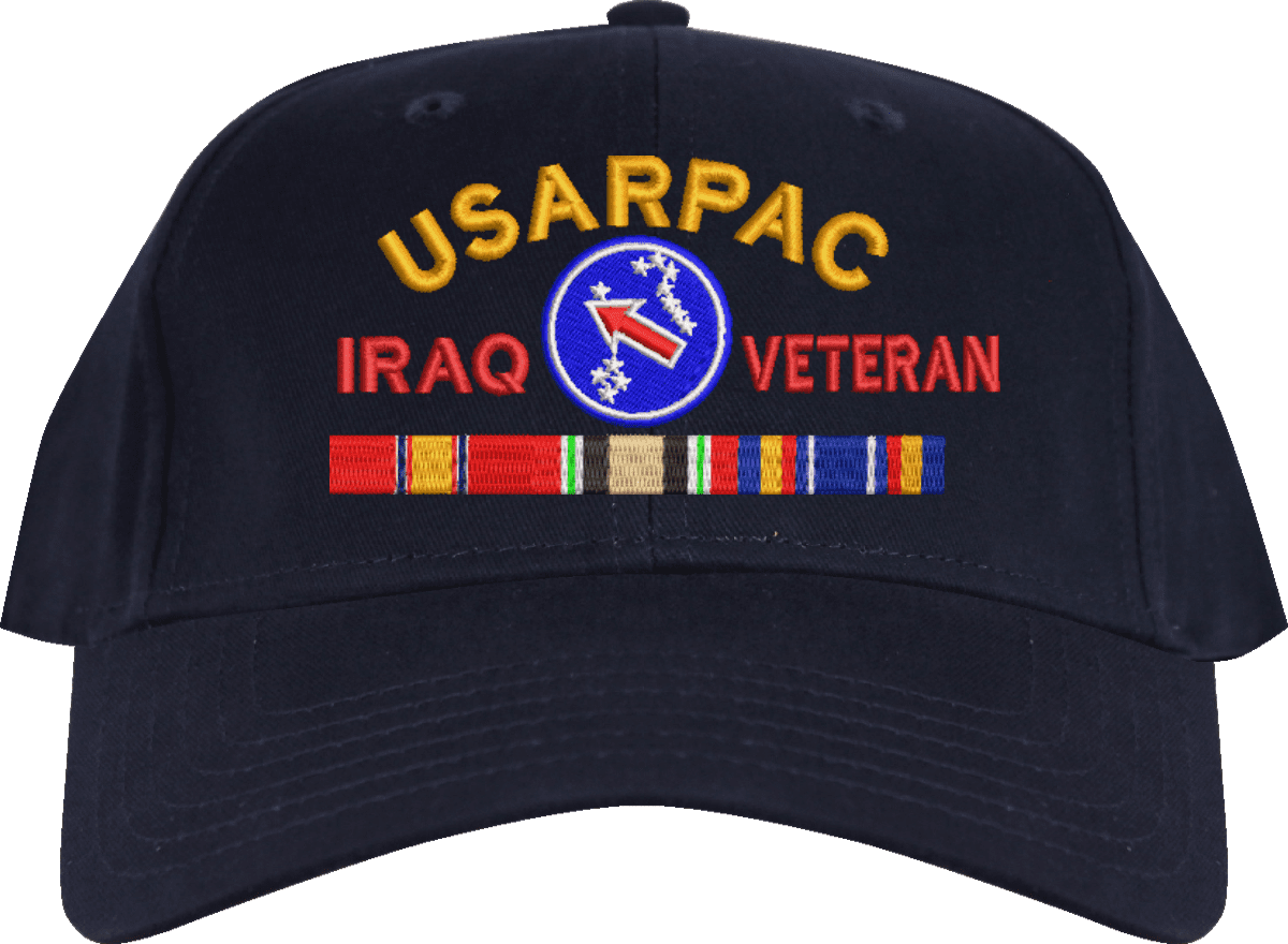 United States Army Pacific Iraq Veteran Embroidered Cap with Ribbons