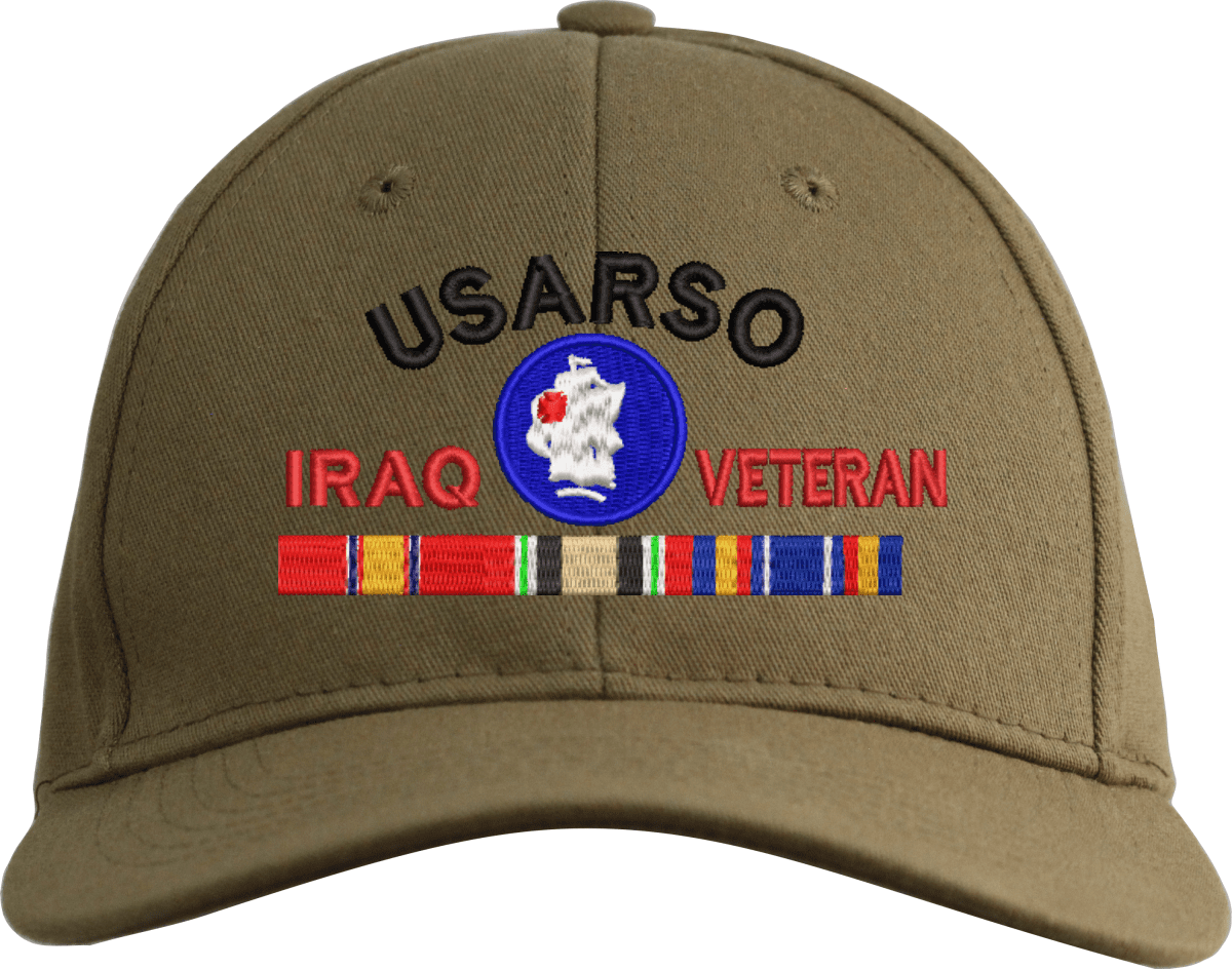 United States Army South Iraq Veteran Embroidered Cap with Ribbons