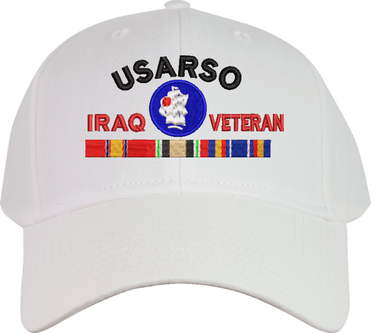 United States Army South Iraq Veteran Embroidered Cap with Ribbons