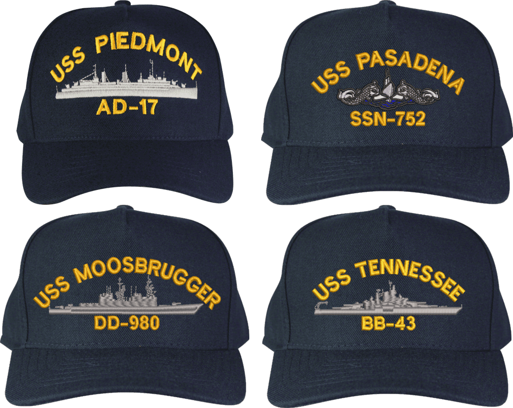 United States Navy Custom Embroidered Ship Ball Caps