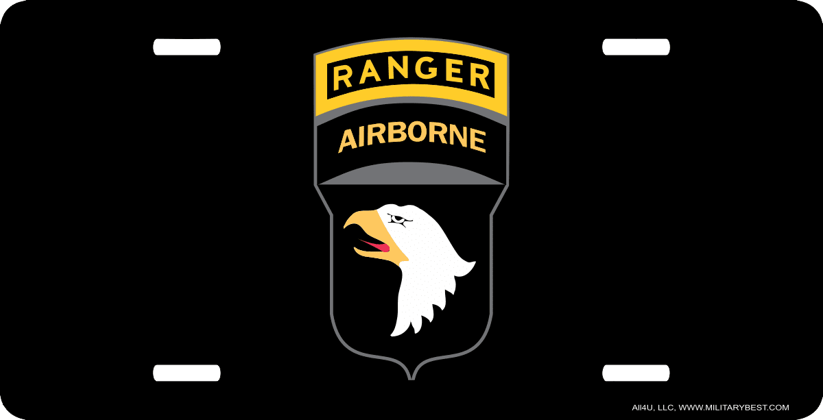 U.S. Army 101st Airborne Ranger Tabs License Plate