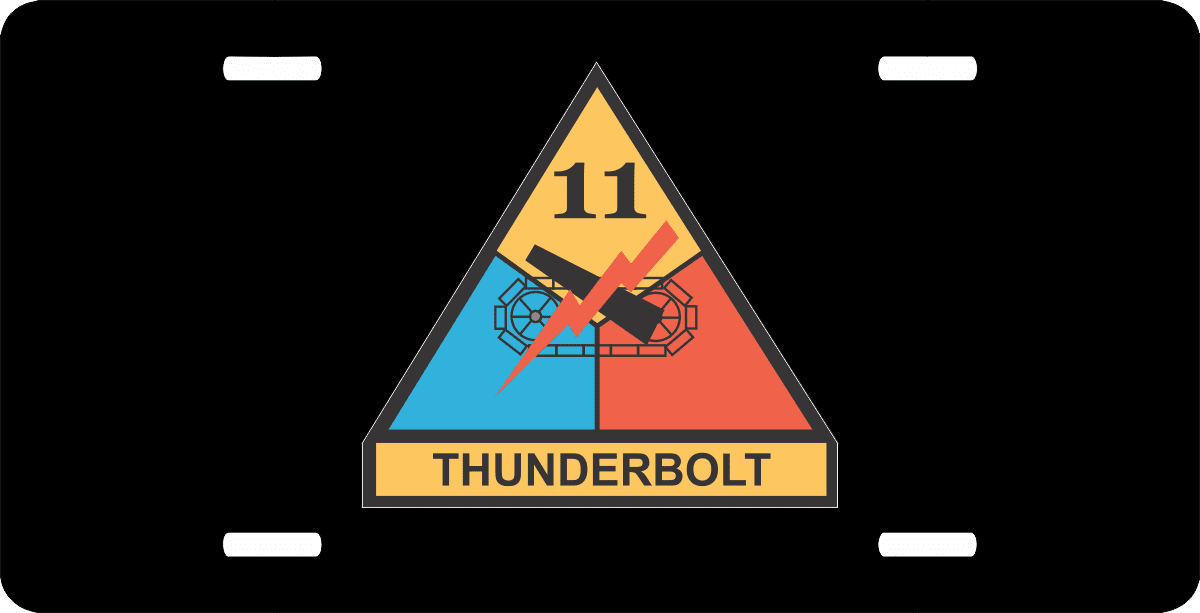 U.S. Army 11th Armored Division Thunderbolt License Plate