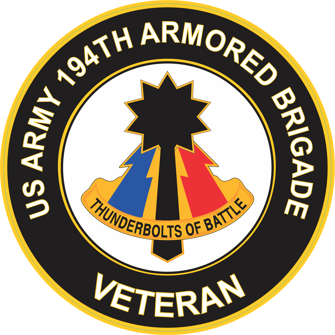 U.S. Army 194th Armored Brigade Unit Crest Veteran Sticker Decal