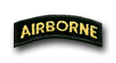 U.S. Army AIRBORNE TAB (BLACK WITH GOLD) 3/4"h x 2 3/8"w MILITARY PATCH