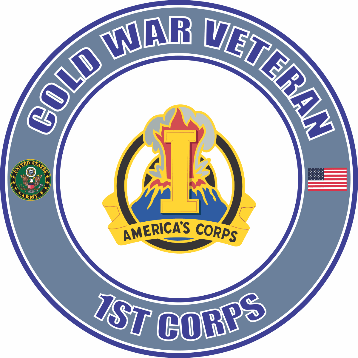 U.S. Army Cold War 1st Corps Unit Crest Veteran Decal