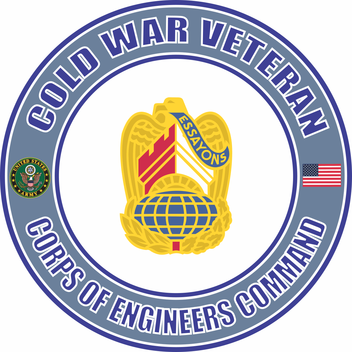U.S. Army Cold War Corps of Engineers Command Unit Crest Veteran Decal