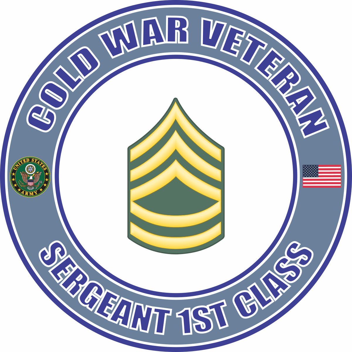 U.S. Army Cold War E-7 Sergeant 1st Class Rank Insignia Veteran Decal