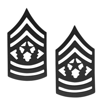 U.S. Army Command Sergeant Major Black Metal Collar Rank Insignia