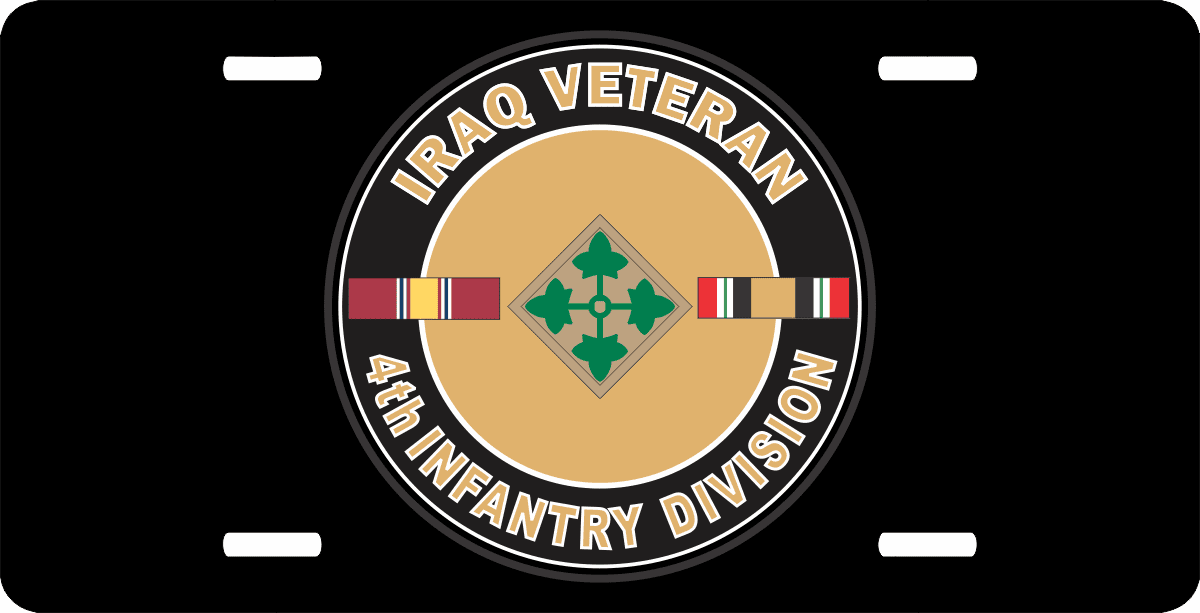 U.S. Army Iraq Veteran 4th Infantry Division License Plate