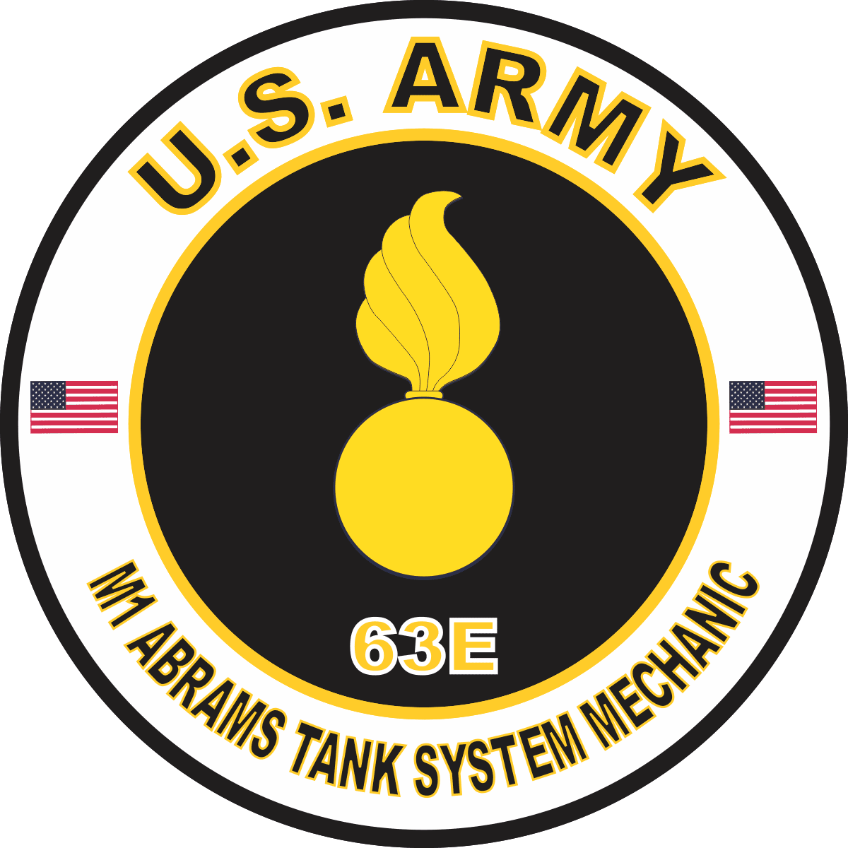 U.S. Army MOS 63E M1 Abrams Tank System Mechanic Vinyl Decal