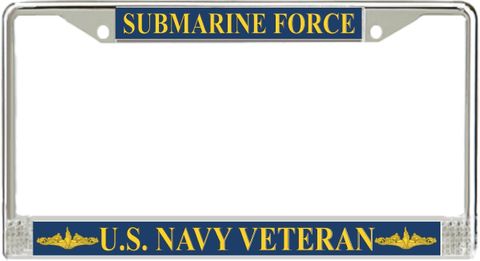 U.S. Navy Submarine Force Veteran Gold Dolphins License Plate Frame