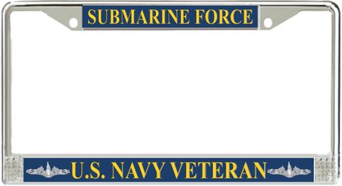 U.S. Navy Submarine Force Veteran Silver Dolphins License Plate Frame