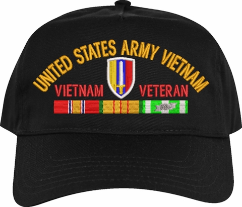 USARV Vietnam Veteran Embroidered Cap with Ribbons
