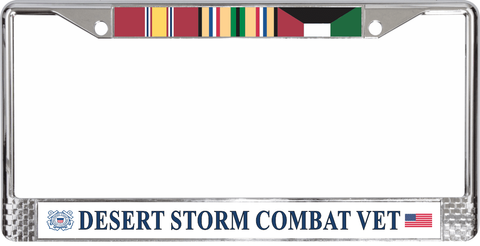 USCG Desert Storm Combat Veteran 3-Ribbon Stack License Plate Frame