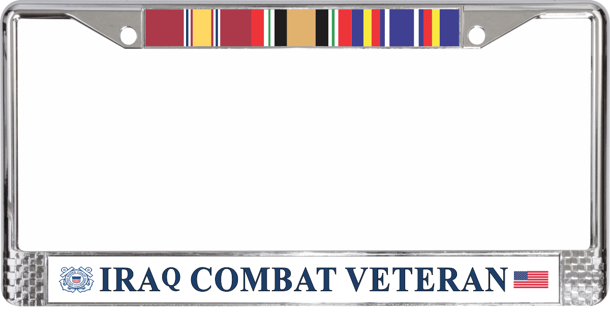 USCG Iraq Combat Veteran 3-Ribbon Stack License Plate Frame