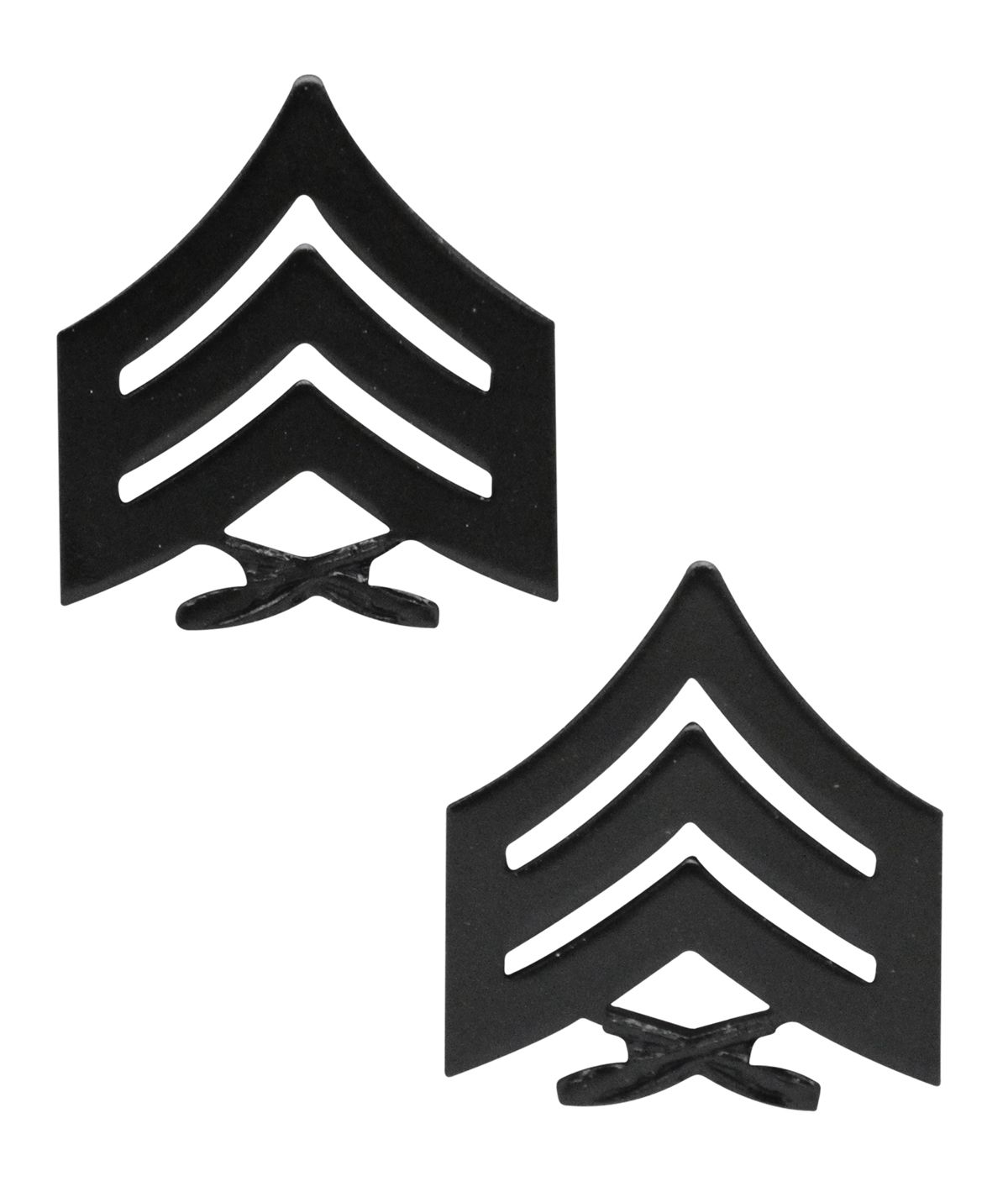 U.S.M.C. Black Metal (Solid Brass) SGT Sergeant Chevron Rank Insignia