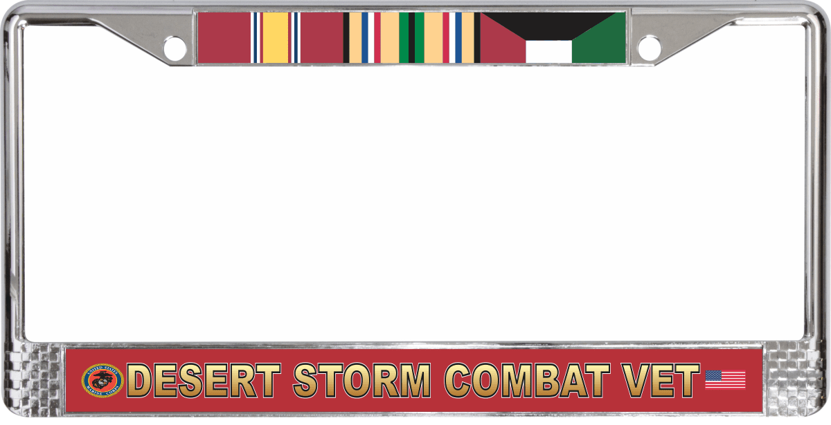 USMC Desert Storm Combat Veteran 3-Ribbon Stack License Plate Frame