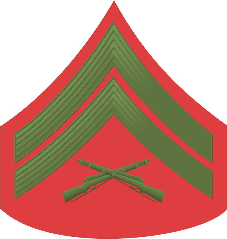 U.S.M.C. E-4 CORPORAL GREEN / RED CHEVRON DECAL