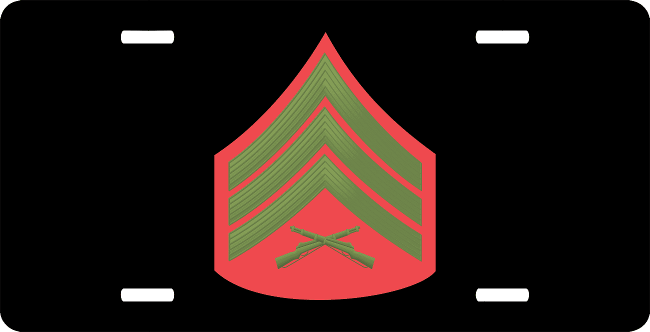 USMC E-5 Sergeant Green Red Chevron License Plate