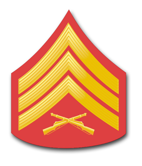 U.S.M.C. E-5 Sergeant Red / Gold Chevron Vinyl Transfer Decal