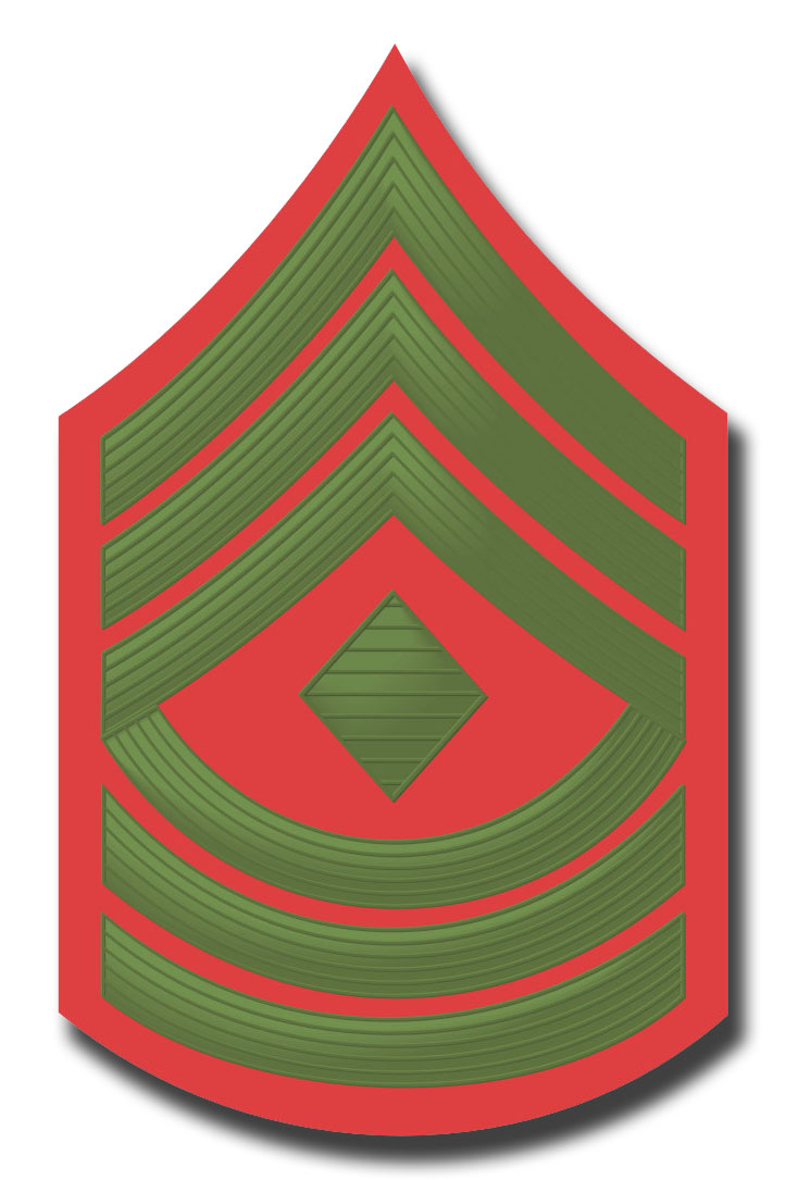 U.S.M.C. E-8 FIRST SERGEANT GREEN / RED CHEVRON DECAL