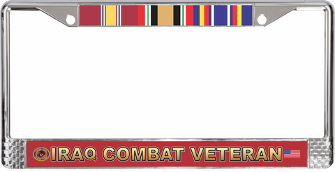 USMC Iraq Combat Veteran 3-Ribbon Stack License Plate Frame
