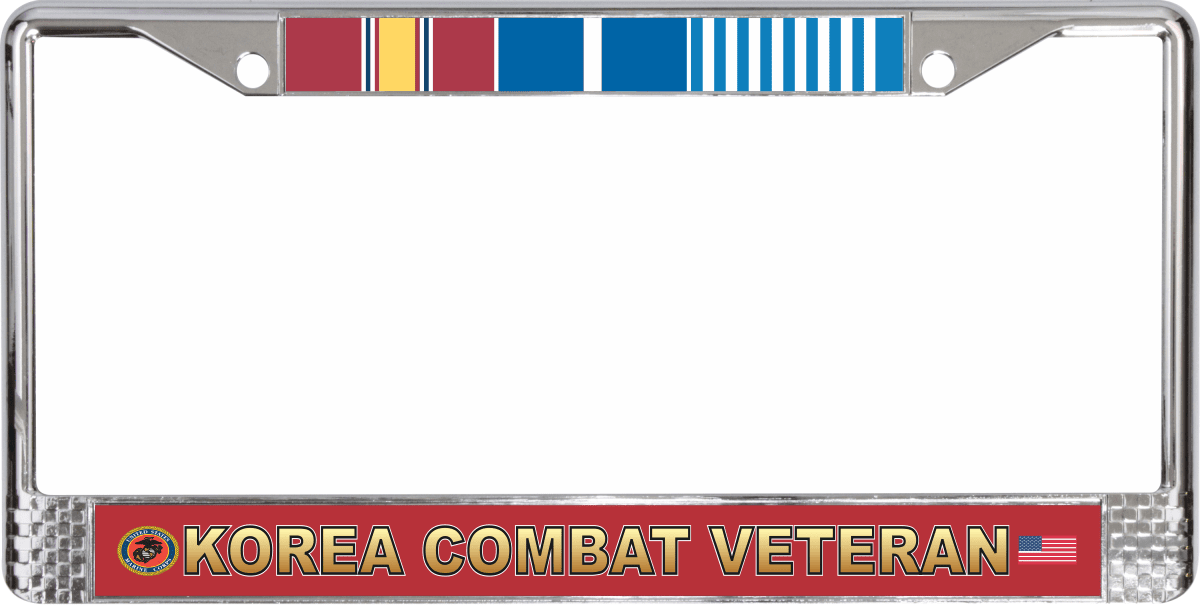 USMC Korea Combat Veteran 3-Ribbon Stack License Plate Frame