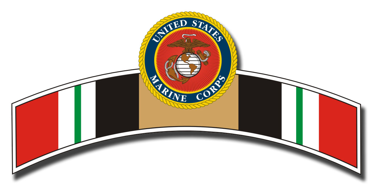 USMC Logo Seal Iraq Ribbon Sticker