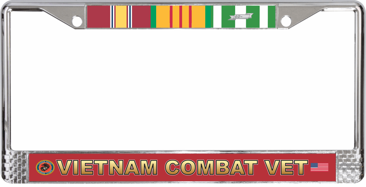 USMC Vietnam Combat Veteran 3-Ribbon Stack License Plate Frame