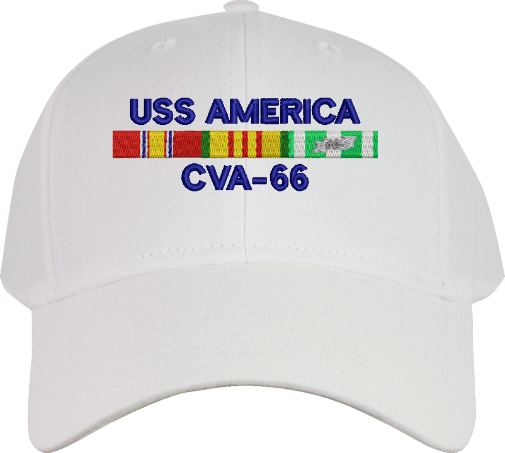 USS America CVA-66 with Vietnam Service Ribbons Embroidered Cap