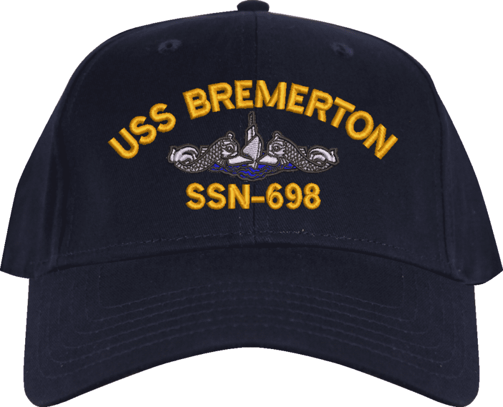USS Bremerton SSN-698 with Blue Water Dolphins Custom Embroidered Cap
