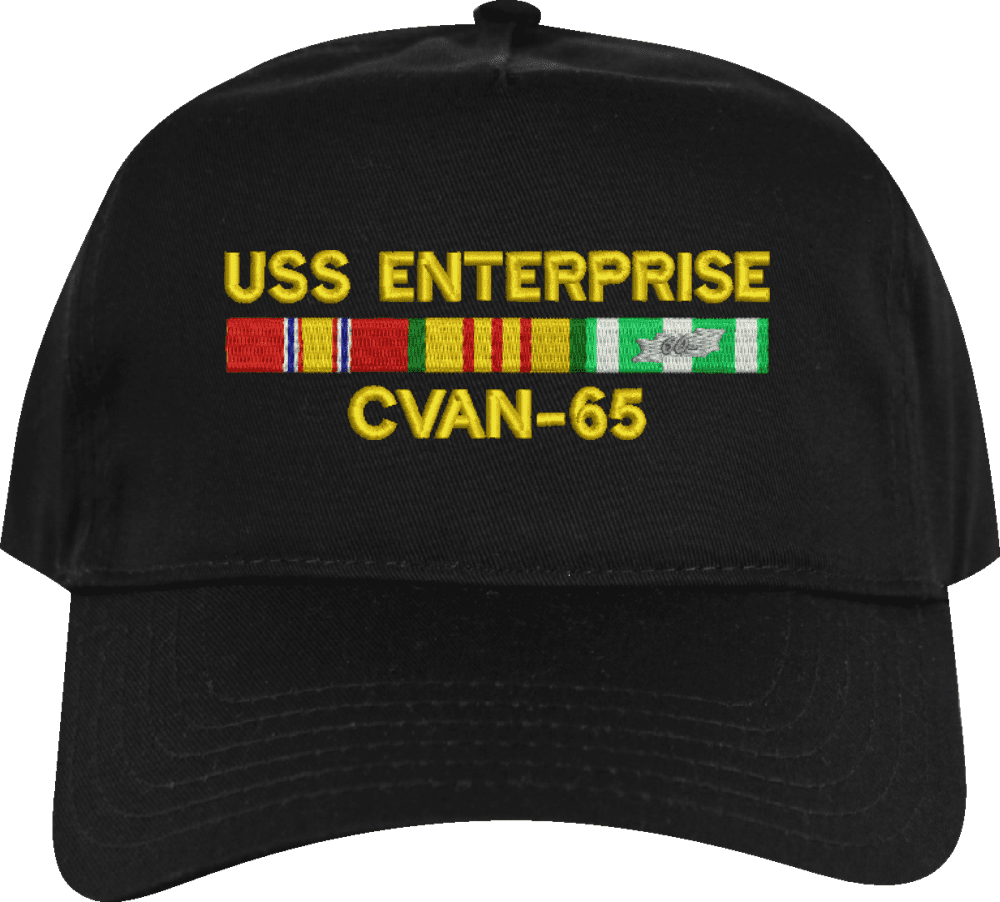 USS Enterprise CVAN-65 with Vietnam Service Ribbons Embroidered Cap