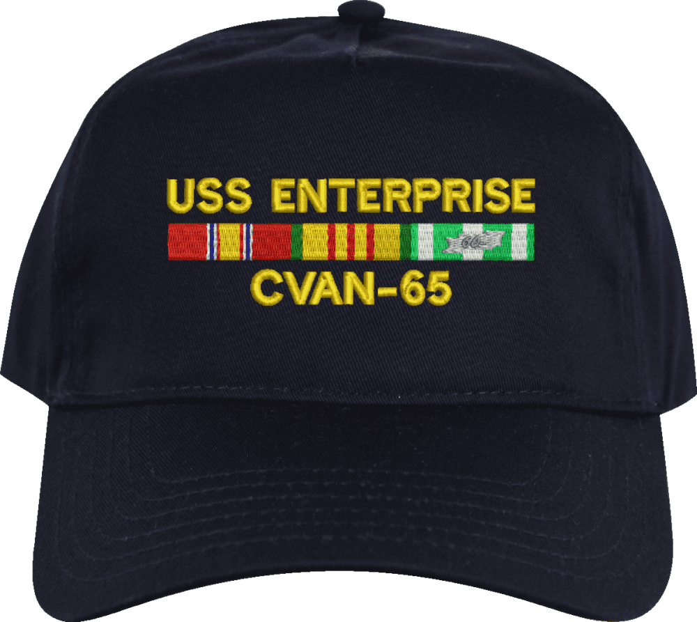USS Enterprise CVAN-65 with Vietnam Service Ribbons Embroidered Cap