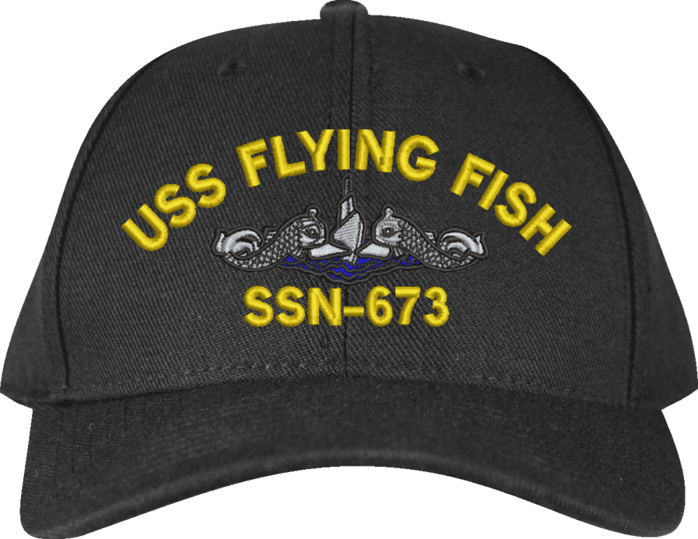 USS Flying Fish SSN-673 with Blue Water Dolphins Custom Embroidered Cap